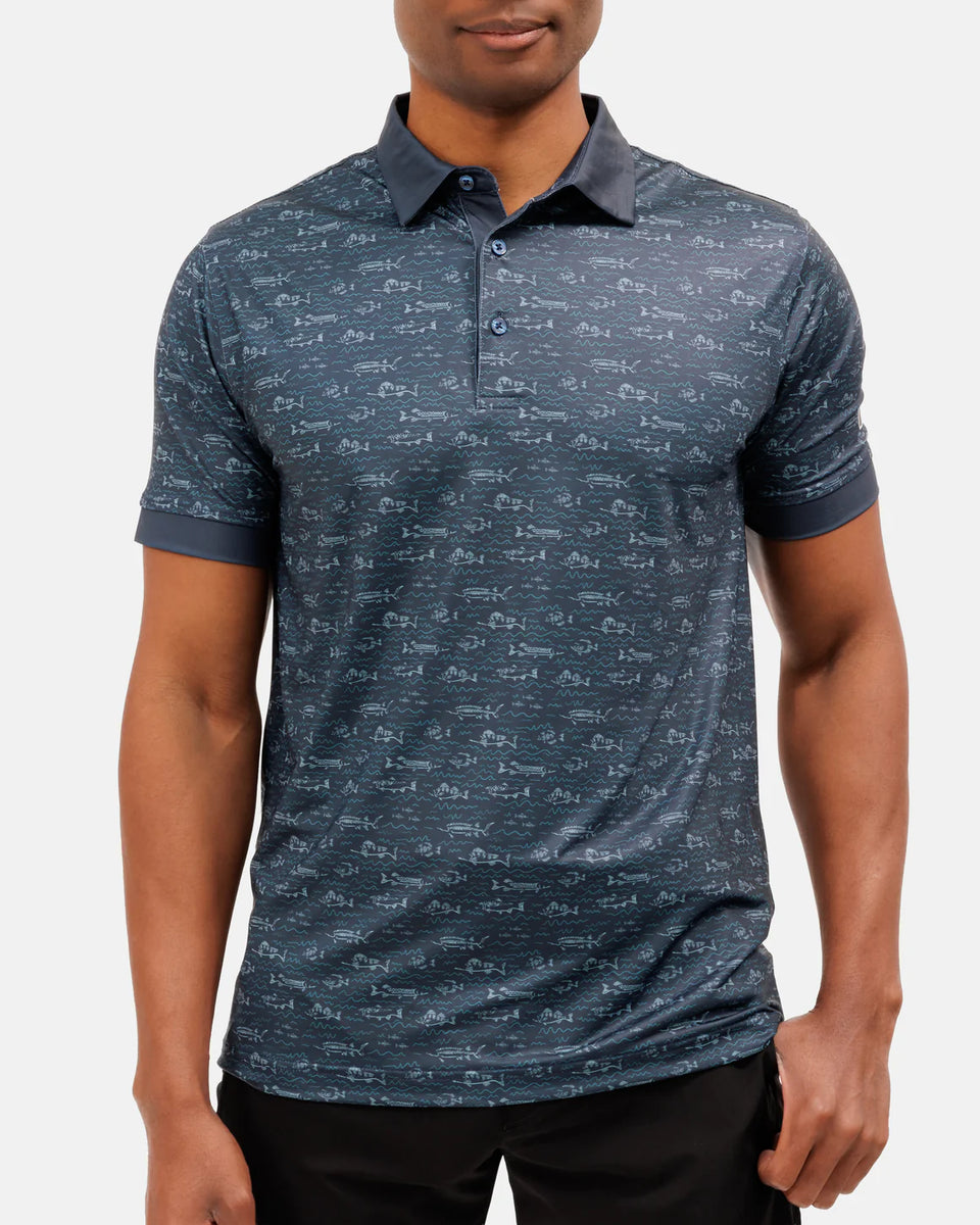 Fish Finder Men's Polo by Waggle | Lake Effect
